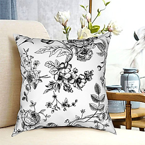 Floral with Victorian Bouquet of Black Flowers On Garden Roses Tulips Delphinium Petunia Pillow Covers Decorative Throw Cushion Cover Square Pillow Cases Car Sofa Home Decor 18 X 18 Inch