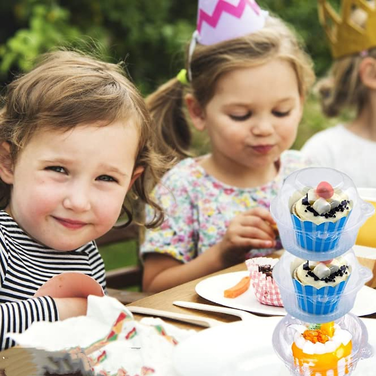 Yosoo Cupcake Containers 100Pcs Transparent PP Cups Single Muffin Cup Boxes Cakes Holder Patty Container Baking Carriers Single Cup Size 10 x 8cm / 3.94 x 3.15inch