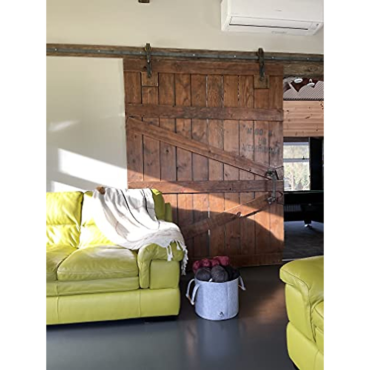 Reusable Grocery Bag, Shopping Large Sturdy Utility Felt Tote, Felt Produce Basket Tote Bag, Stylish Light Grey Bag for Travel, Work, Poolside, Laundry, Toys, Storage, Ladies Tote with Timber Handles