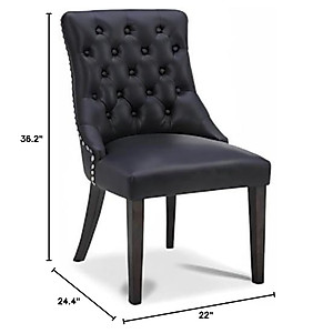 CHITA Farmhouse Tufted Dining Chairs, Modern Upholstered Chairs, Faux Leather High Back Dining Room Chairs Set of 2,Black