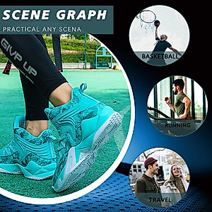 CJSPORX Men Women Basketball Shoes Breathable Non Slip Outdoor Fashion Sneakers Blue-3 Size 7