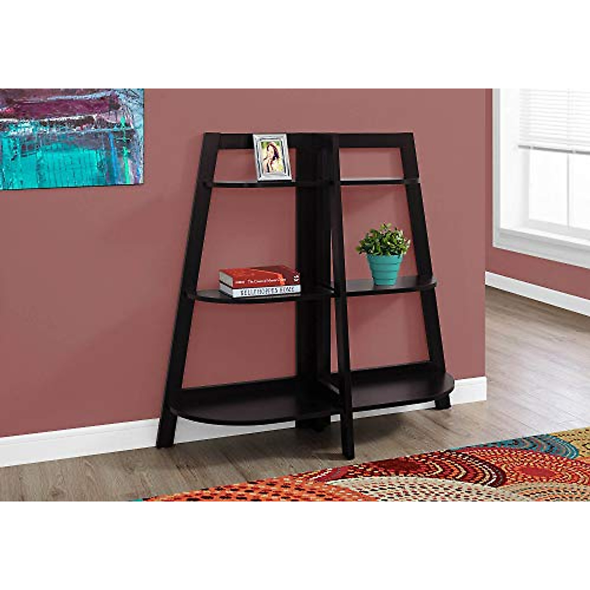 Monarch Specialties Cappuccino Accent Etagere Bookcase, 48"