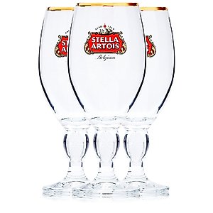 Stella Artois 3-Pack Original Large Beer Glass Chalices, 50cl