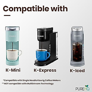 Reusable K Cups for Keurig K-Mini, K Mini Plus, K-Express and K Iced with Adapter by PureHQ - Keurig Mini Plus Refillable Kcups for Mini Keurig (3 Refillable Coffee Pods + Adapter)