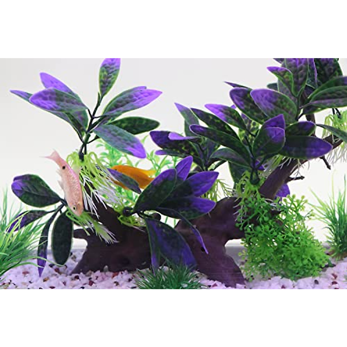 AQUA KT Aquarium Landscape Simulation Artificial Plant Purple, Plastic Plant for Fish Tank Decoration, Aquatic Water Plant, Fish Bowl Ornament