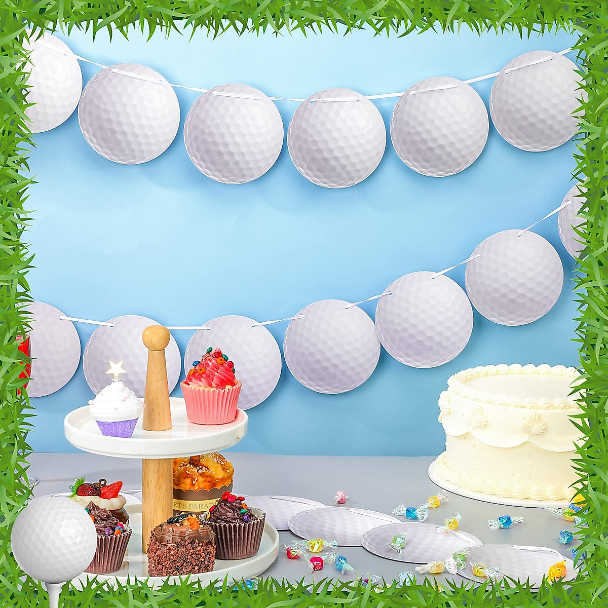 5 Pieces Golf Party Decorations Golf Party Supplies Golf Party Banners Golf Bunting Hanging Banners Golf Paper Garlands for Sports Theme Birthday (Golf Style)