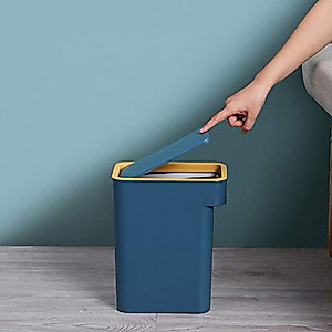 Cabilock Slim Trash Can Plastic Wastebasket with Press Type Lid Garbage Container Bin for Bathroom Powder Room Bedroom Kitchen Office