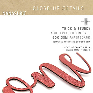 NANASUKO 1st Birthday Cake Topper - one - Double Sided Red Glitter - Premium Quality Made in USA