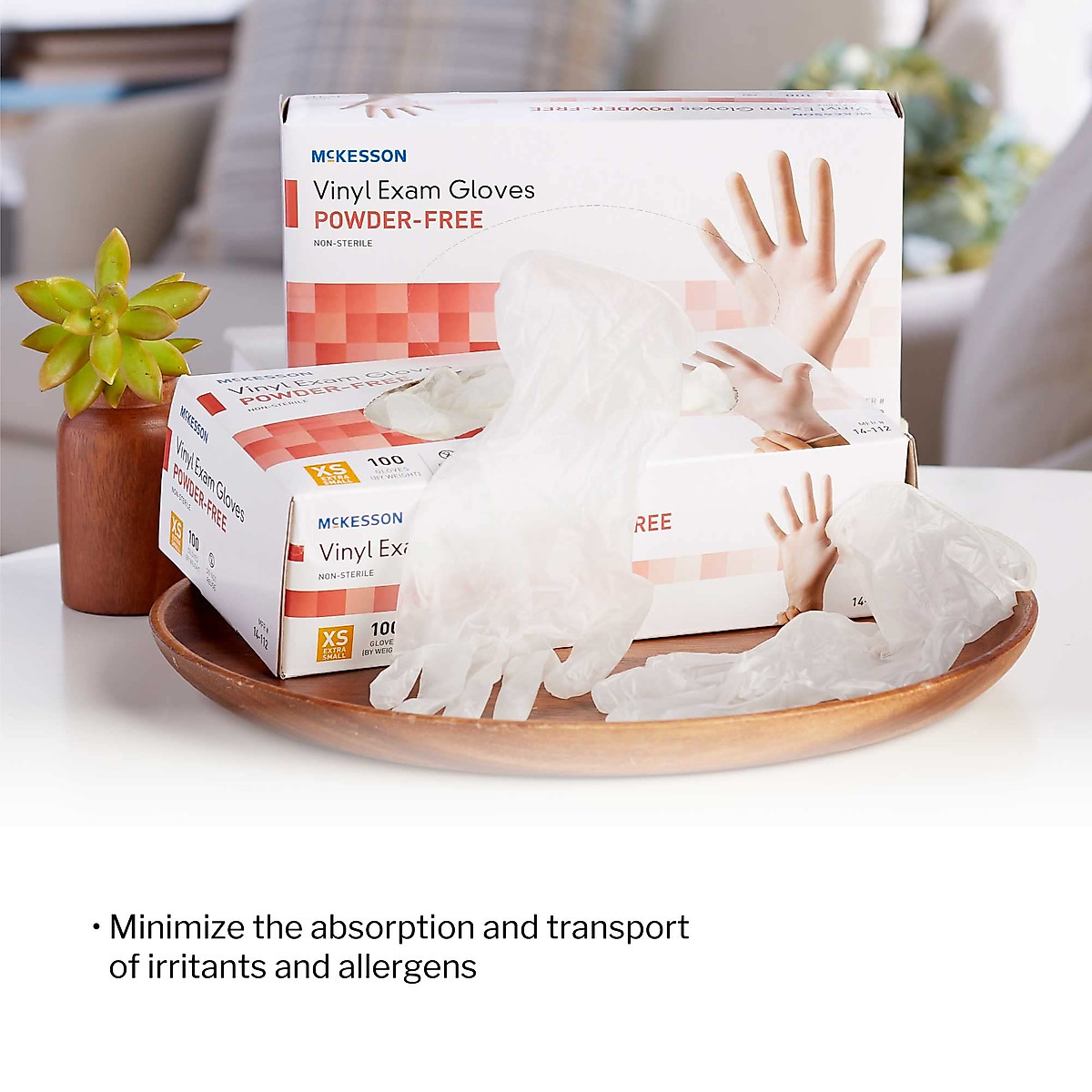 McKesson Vinyl Exam Gloves - Disposable, Powder-Free, Latex-Free - Clear Medical Gloves for Healthcare, Cleaning, Prep - XS, 100 Count, 1 Box