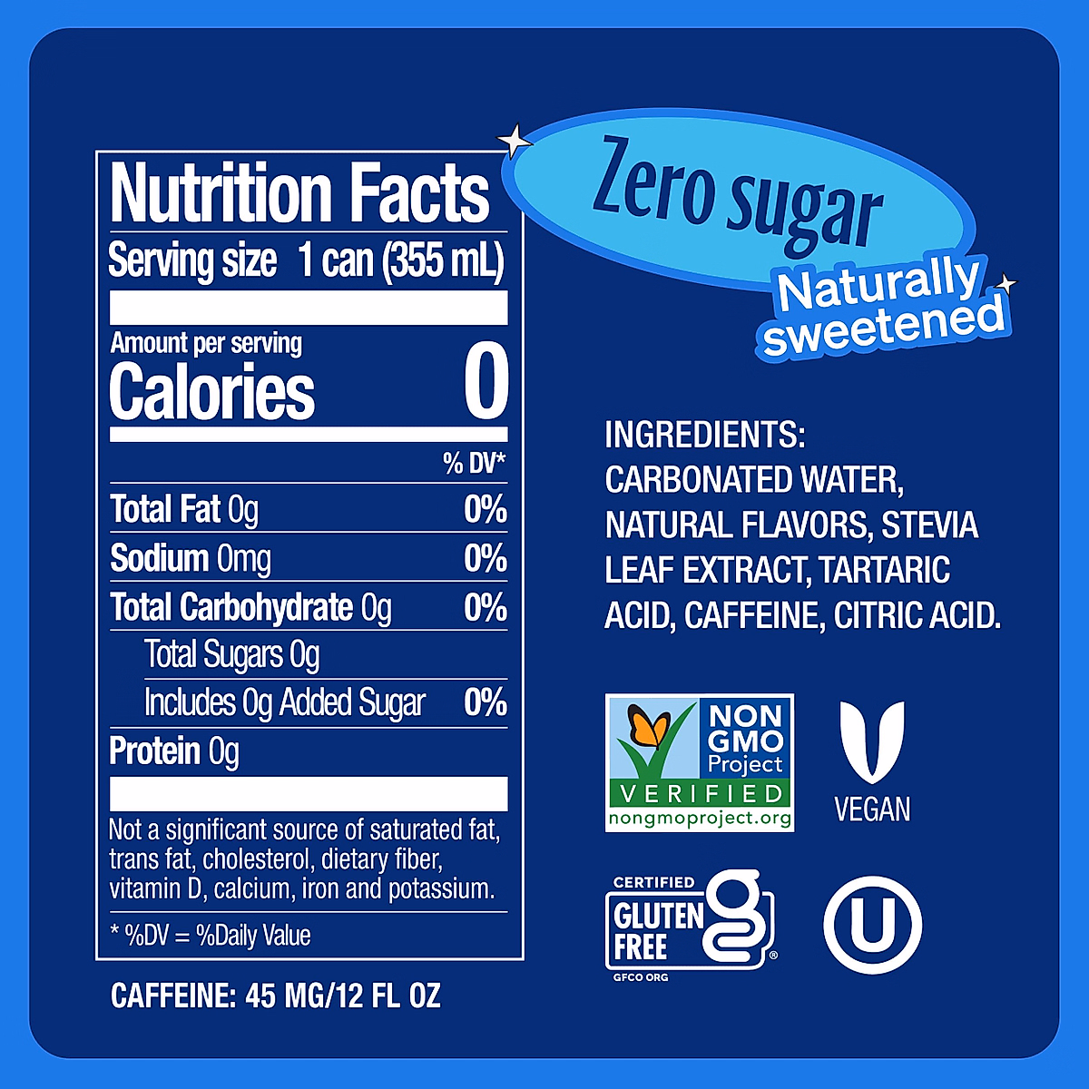 Zevia Zero Sugar Soda, Cola, 12 oz Cans (24-Pack) – Naturally Sweetened, Zero Calorie Sugar Free Soda - Non-GMO Project Verified, Gluten-Free, Vegan