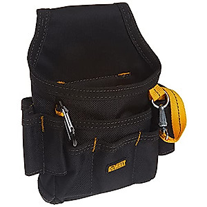 Custom Leathercraft DEWALT DG5103 Small Durable Maintenance and Electrician's Pouch with Pockets for Tools, Flashlight, Keys, Black