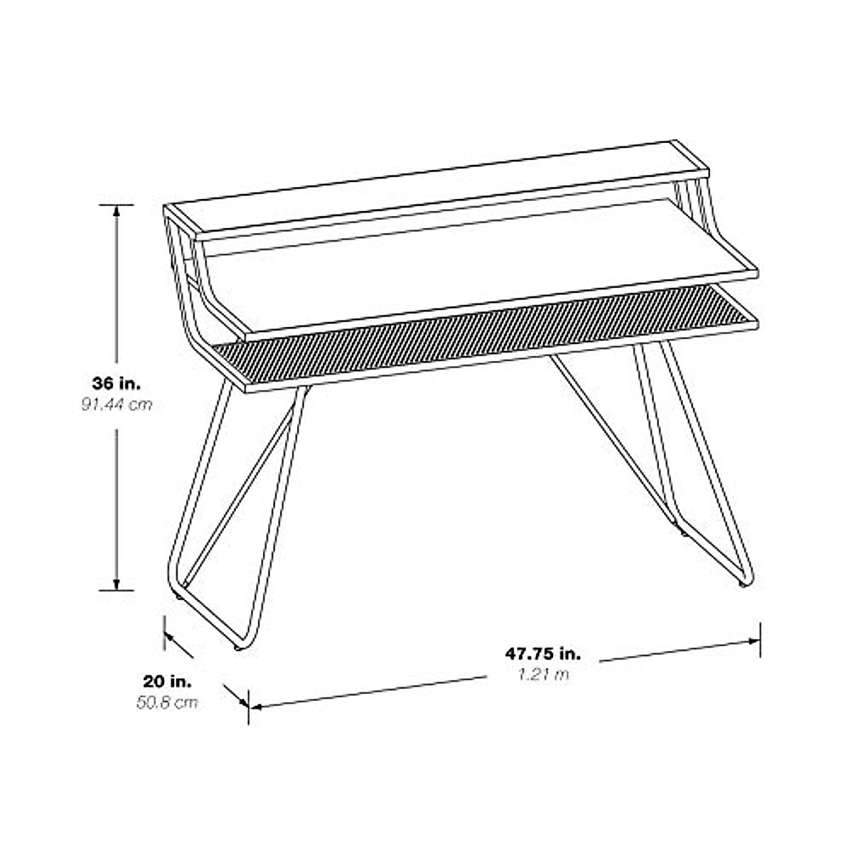 OSP Home Furnishings Glitch Battlestation Gaming Desk with Bluetooth RGB LED Lights, Red