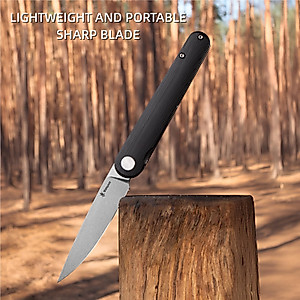 Warspear Terima Front Flipper Folding Knife 3.5" Stonewshed D2 Blade Black G10 Handle Camping Hiking Pocket Knife With Deep Carry Clip Outdoor EDC WP901WBK