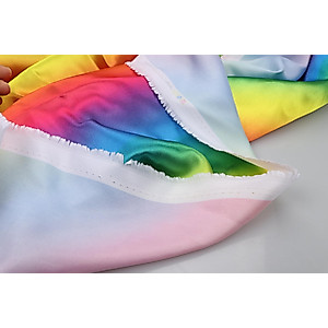 YYCRAFT Charmeuse Bridal Satin Fabric by The Yard 58 Inches Wide (Rainbow,2 Yards)