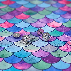 ComfyEarrings CZ Crystal Bezel Stud Earrings, Stainless Steel