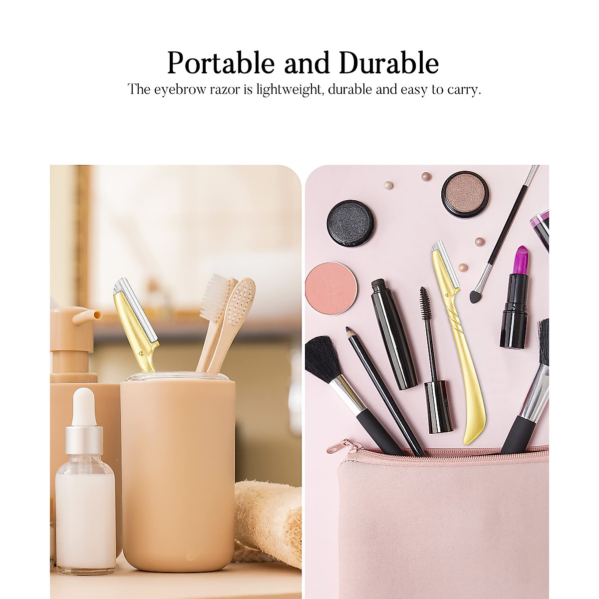 ennva Eyebrow Razor for Women - Eyebrow Trimmer Dermaplaning Tool- Ergonomic Eyebrow Shaper and Facial Razor for Peach Fuzz-Exfoliating Face Razor for Eyebrows-Eye Brow Shaver Razors w/ 7 Blades- Gold