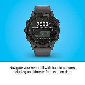 Garmin Fenix 6 Pro Solar (GPS,1.4 inches) Solar-Powered Multisport, Advanced Training Features and Data, Black with Slate Gray Band (Renewed)