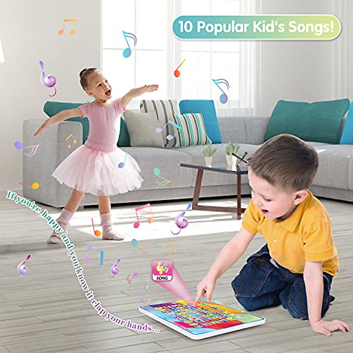 BEAURE 12 in 1 Kids Tablet with Lights - Interactive Toddler Learning& Education Toys, ABC Learning for Toddler Tablet for Kids - Gifts for age 3 4 5 year old boys and girls