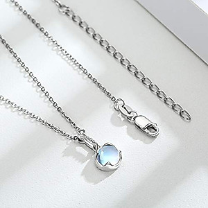 CUOKA MIRACLE Moonstone Necklace Choker Necklace for Women 925 Sterling Silver Simple Elegant Moonstone Necklace Rainbow Synthetic Moonstone Jewelry Birthday Gift for Women