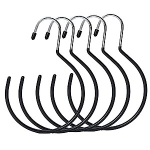 GXLQIJU Belt Ring Hanger Scarf Hangers,Multi-use Hanging Hook Closet Organizer for Belts,Shawls Scarves,Ties,Hat Rack(5 Pack, Black)