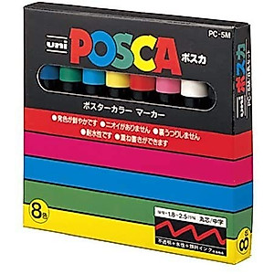 Mitsubishi Pencil Water-based Pen-Poska Medium letter round core 8 colors PC5M8C Japan