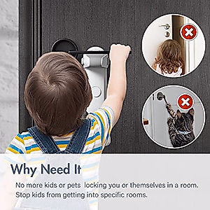 EUDEMON Childproof Door Lever Lock, Baby Safety Door Handle Lock, Easy to Install and Use 3M VHB Adhesive no Tools Need or Drill (White, 2 Pack)