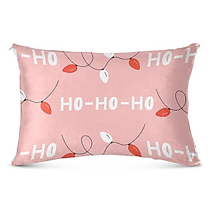 Cute Christmas Ho Pink Pillowcase for Hair and Skin Body Pillow Cover Body Pillow Cases Queen Size 20"X 30" Throw Pillow with Zipper for Women Men