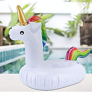 Inflatable Drink Floats, Blovec 8 Pack Inflatable Drink Holders Cup Coasters Swimming Drink Holder with Air Pump for Summer Pool Party