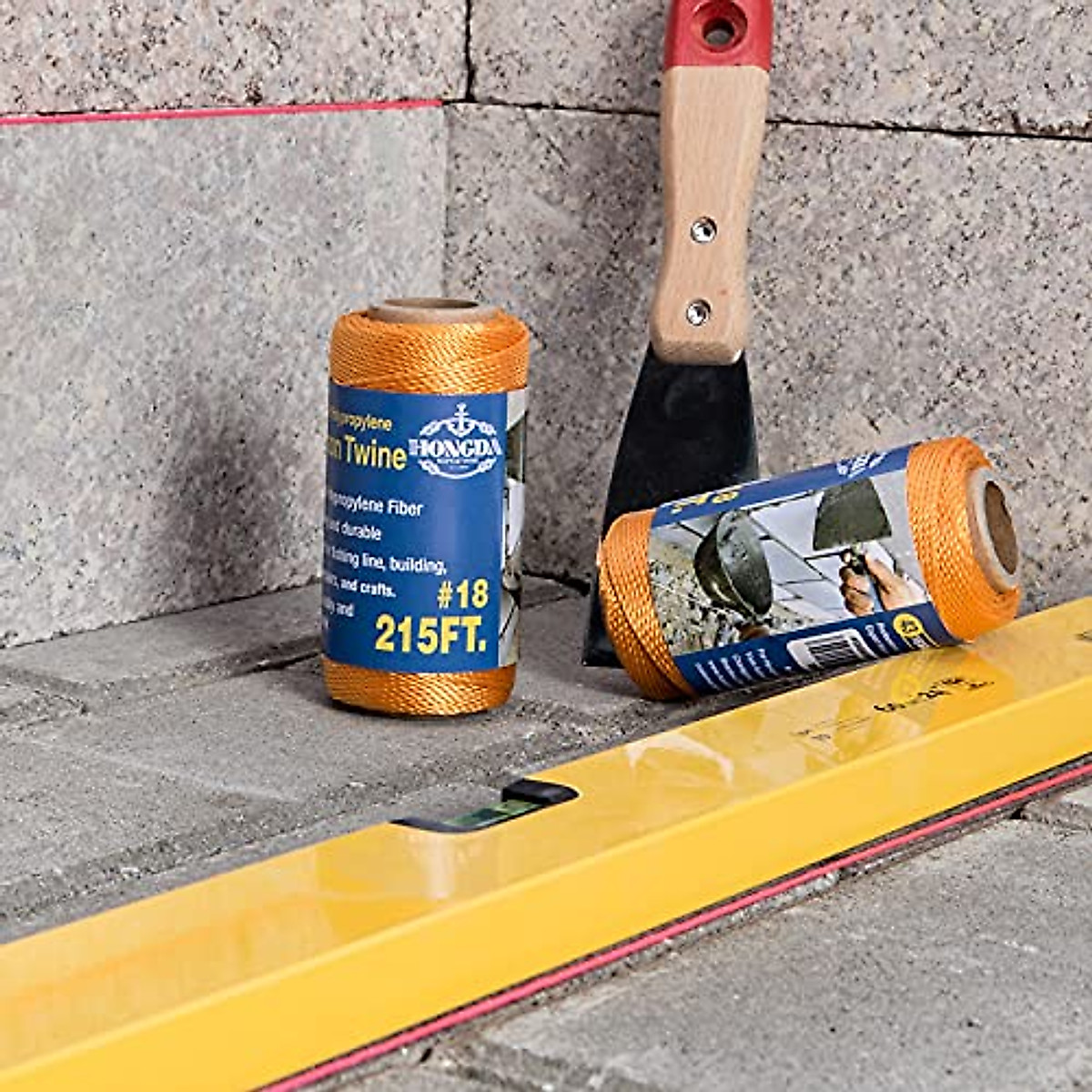 HONGDA Mason Line, 215 Feet #18 Twisted Polypropylene Mason Line String Perfect for Masonry Jobs and for The Layout of General Construction, Gardening, DIY Project, Orange
