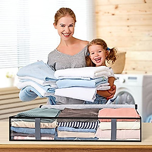 StorageRight Storage Bags, Clothes Storage,Under bed Storage Containers With Durable Handles,Large Capacity Storage Bins,Foldable Storage Organizers For Clothes,Bedding and Toys-75L/6 Pack/Grey