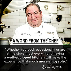 Emeril Lagasse 3-Piece Stainless Steel Kitchen Knife Set (Hollow Handles) - 8” Chef, 5.5” Prep, & 3.5” Paring Knives - Slice Fruits & Meats Effortlessly