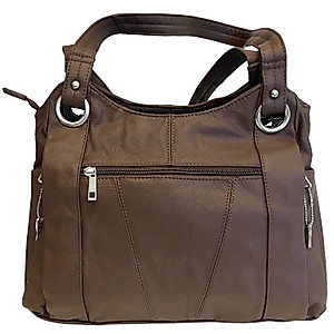 Roma Leathers Leather Locking Concealment Purse - CCW Concealed Carry Gun Shoulder Bag (Brown)