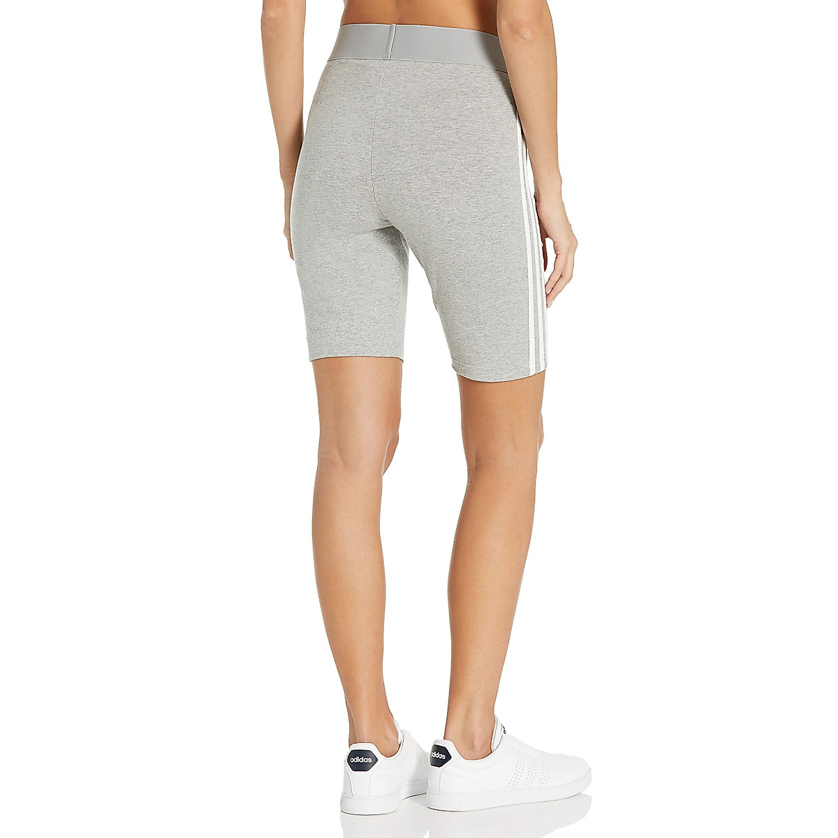 adidas Women's Must Haves 3-Stripes Cotton Short Tights Medium Gray Heather/White X-Small