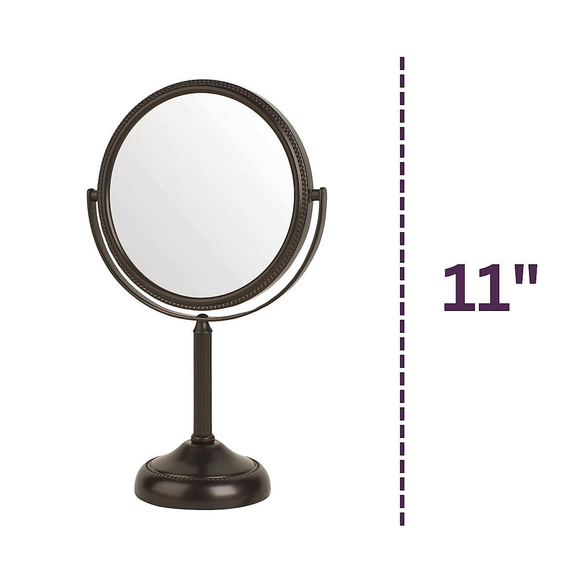 JERDON Two-Sided Tabletop Makeup Vanity Mirror - 10X-1X Magnification & Swivel Design - 6-Inch Diameter Portable Mirror - Bronze Finish - Model JP910BZP