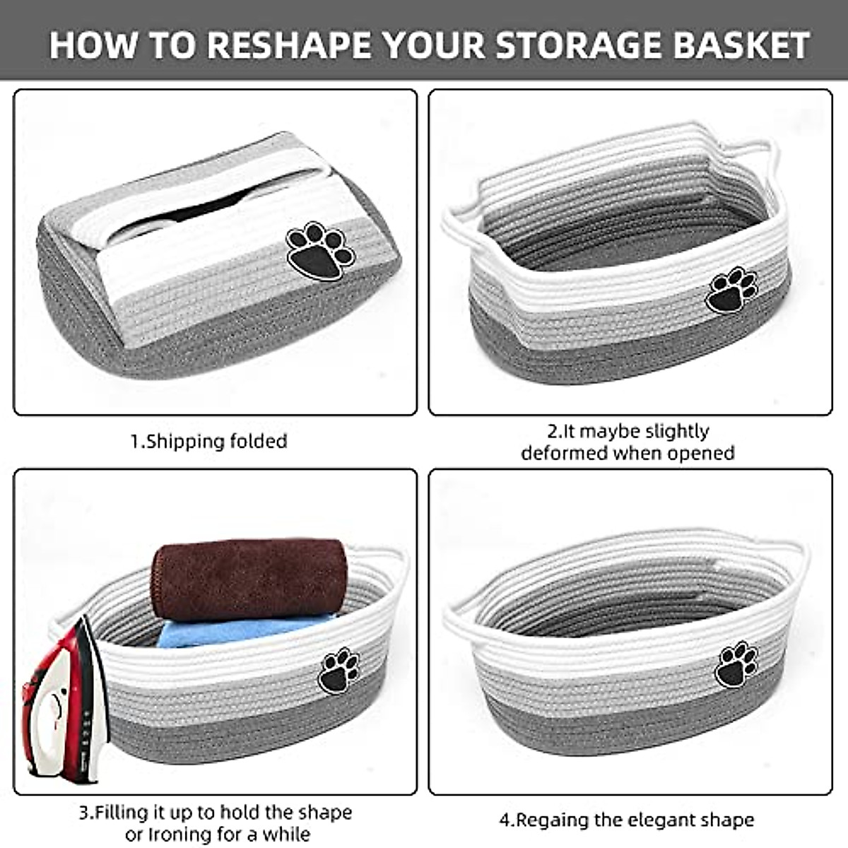 Small Woven Baskets for Organizing Rope Storage Basket with Handle Cute Cotton Basket for Nursery Gift Dog Toy Storage Bins for Toy Organizer