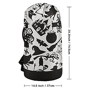 Witch Spider Halloween Laundry Bag Large Heavy Duty Laundry Backpack for College Students Laundry bag with Shoulder Straps Dirty Clothes Organizer for Traveling Waterproof