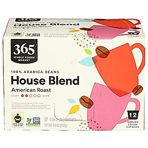 365 by Whole Foods Market, Coffee House Blend American Roast Pods 12 Count, 4.6 Ounce
