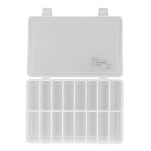 16 Compartment Organizer Box, 16 Compartment Clear Parts Box Adjustable Jewelry Organizer Container, Hooks & Hangers