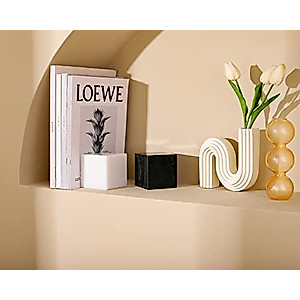 MIINNOKO 2 Marble bookends, Modern Stone Bookshelf Decor, Shelf Decor,Heavy Duty bookend kit, Coffee Table Decor, to Hold Heavy Books