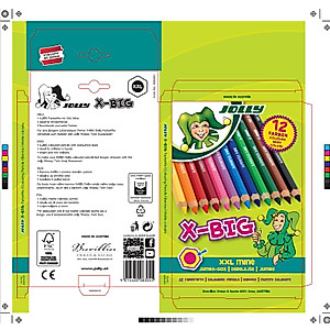 JOLLY X-Big Jumbo Colored Pencils; Set of 12, Perfect for Special Needs, Art Therapy, Pre-School and Early Learners, Multicolor (3099-0001)