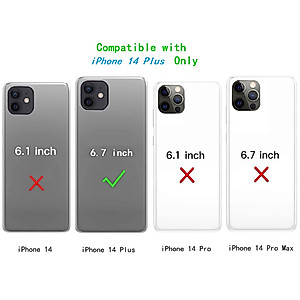 Jaorty Phone Case for iPhone 14 Plus with Strap,for iPhone 14 Plus Case Wallet with Card Holder for Women,Crossbody Lanyard Cases with Zipper Pocket Kickstand Ring Holder 6.7",White Leopard