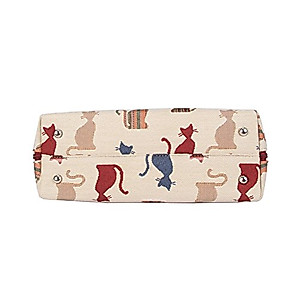 Signare Tapestry Hand & Shoulder Bag for Women |Fashionable Cross Body bag Purses for Woman |Satchel Bag for Women Girls Teen Cat Design | CONV-CHEKY