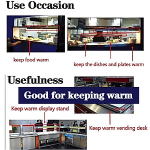 YMAOMAO Heat Lamp Food Warmer, Commercial Food Heat Lamp, Electric Food Warmer for Parties Buffets, Strip Catering Heating Lamp for Keep Food Warm, Restaurant Kitchen Equipment,150x15x6.5CM