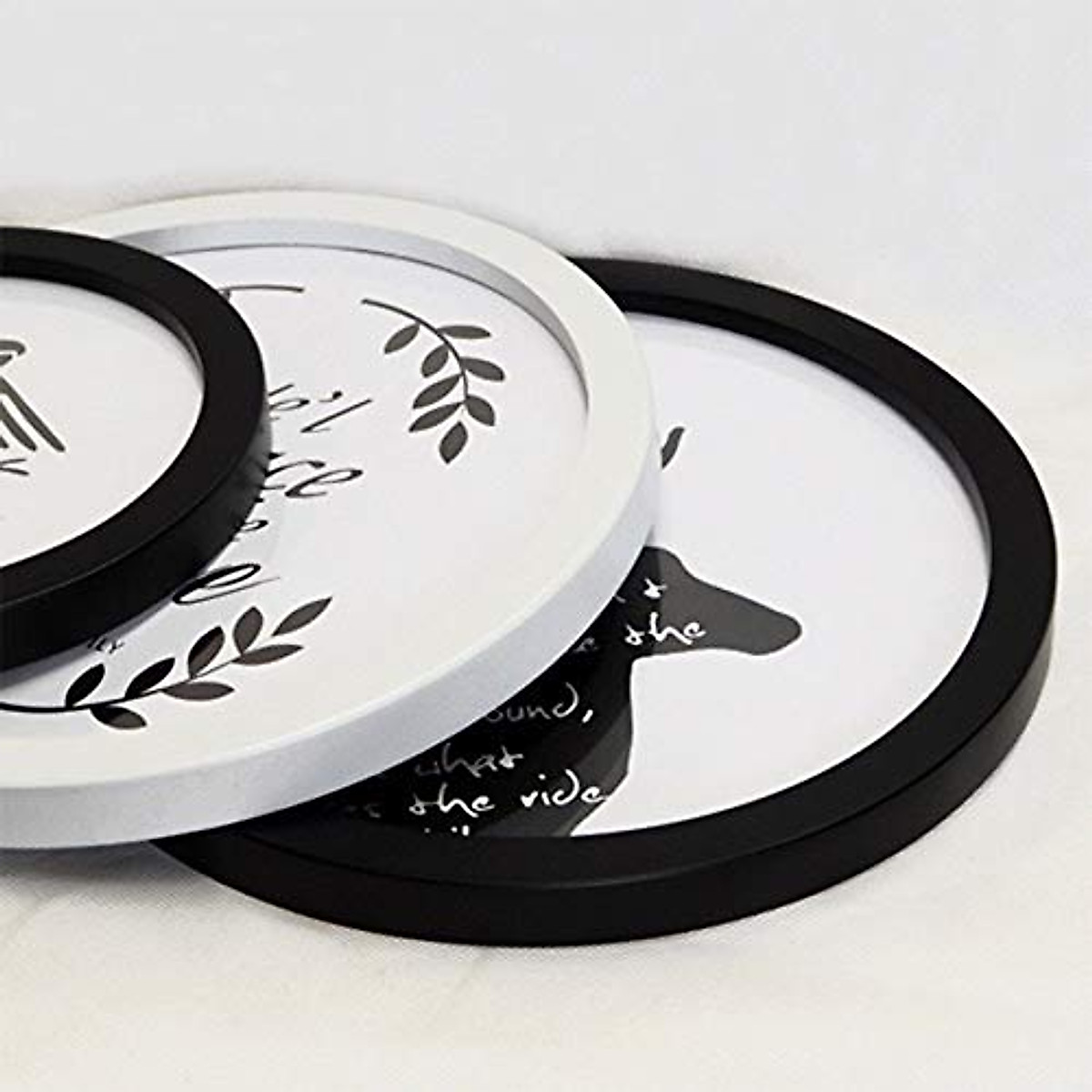 alblinsy Round Photo Frame Wooden Wall Hanging Picture Frames for Home Office Wall Decor (Black, 10 inch)