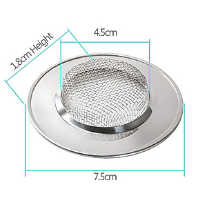 Generic Stainless Steel Round Sink Strainer Bathtub Hair Catcher Stopper Shower Drain Hole Filter Trap Metal Bathroom Kitchen Tools, Silver