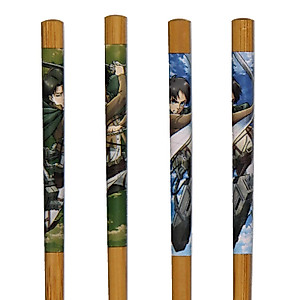 Attack On Titans Bamboo Set Of 2 Collectible Anime Chopsticks 8.85 Inches Long Gift Set