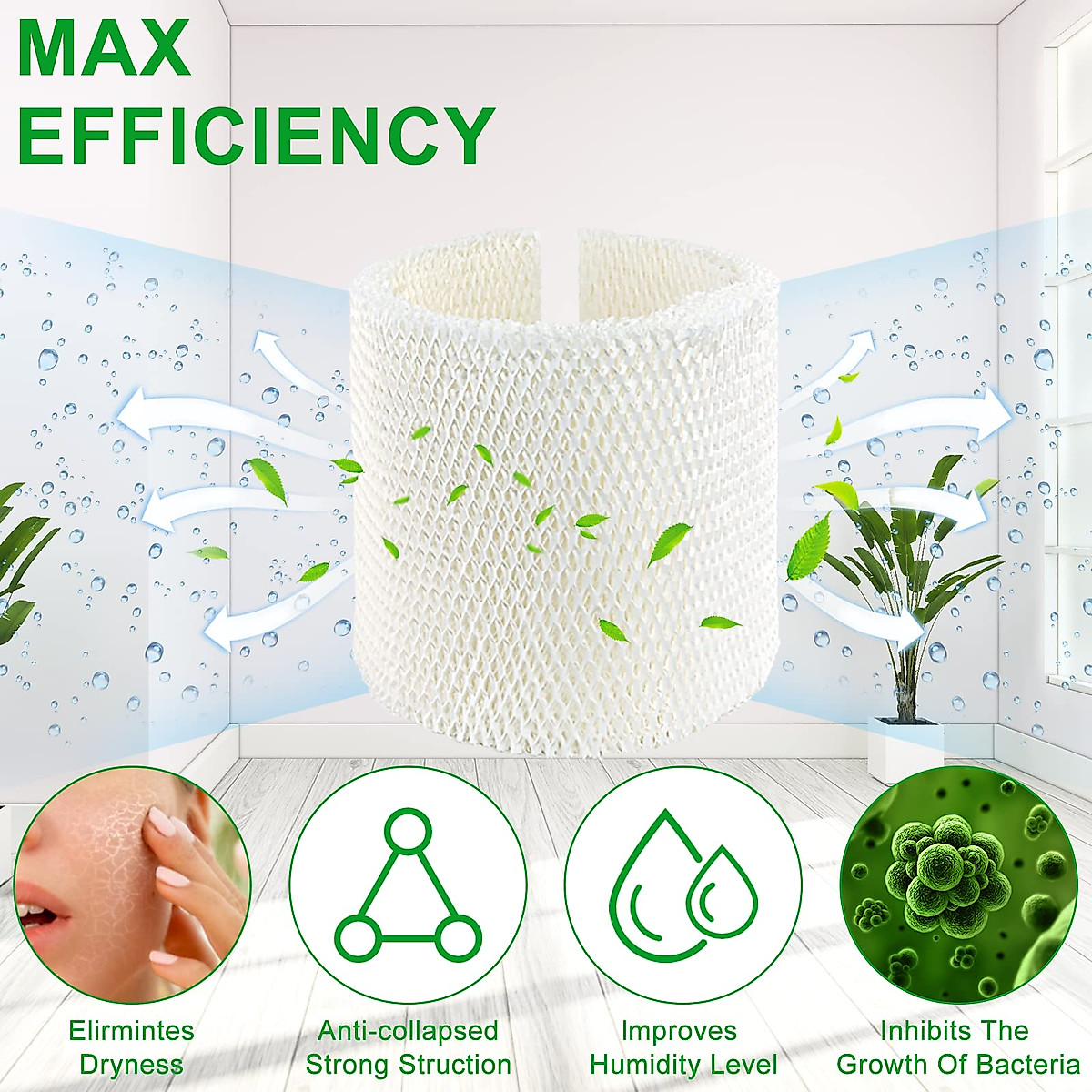 TOMOON MAF2 Super Wick Humidifier Filter Replacement -Compatible with Essick Air AIRCare MA0800 MA0600 MA060 MA08000 and 1540817006 29706 29988 Series Humidifiers,2 Pack