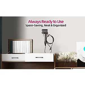 Hair Dryer Holder Hair Dryer Holder Wall Mounted, Self Adhesive SUS304 Blow Dryer Holder Compatible for Dyson Hair Dryer Holder, Banjekt