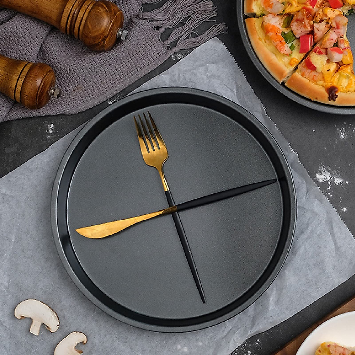 2Pcs Baking Tray for Pizza, NonStick Aluminum Pizza Dish 6/9/10/12in Deep Pizza Baking Tray, for Pizza Making, Oven Baking Tray(6 inches)