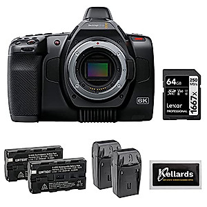 Blackmagic Design Pocket Cinema Camera 6K G2 Bundle with Lexar 64GB Pro SDXC Card and Watson NP-F550 Batteries with Chargers (2-Pack)
